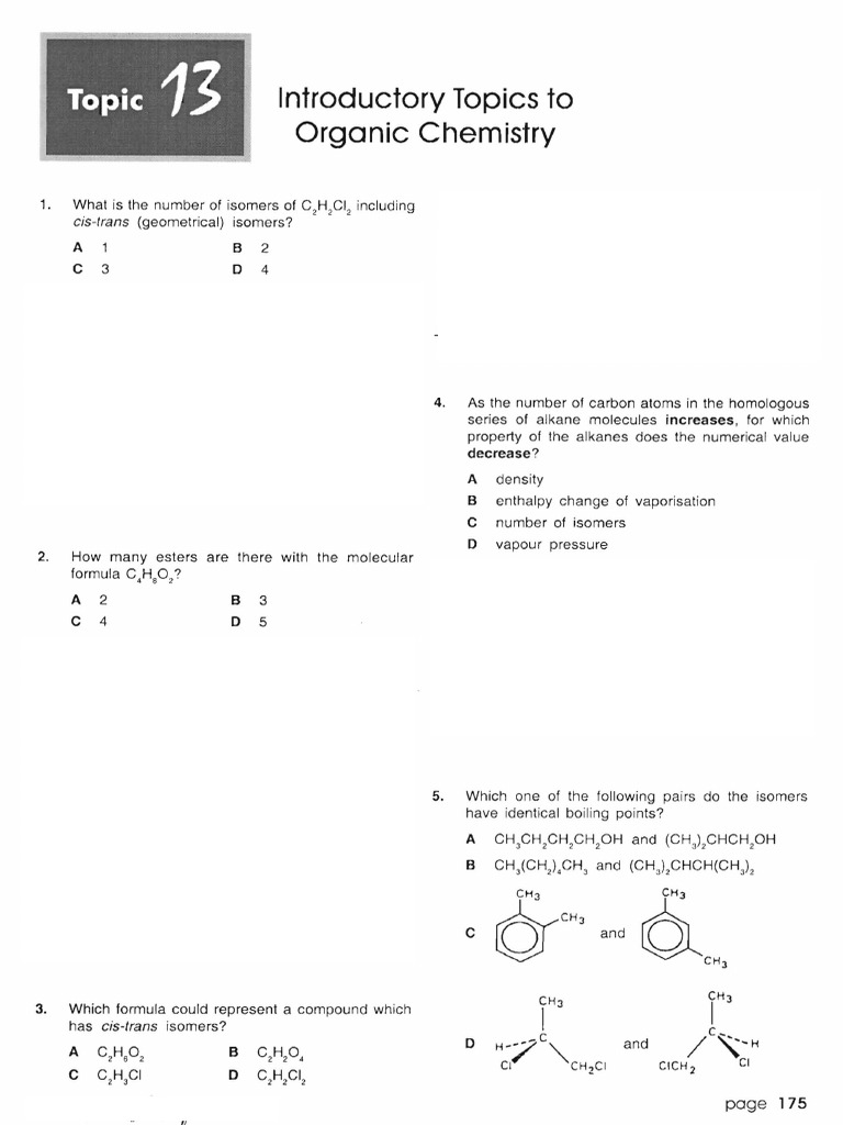 13 - Introductory To Organic Chemistry - QUESTIONS | PDF | Isomer ...