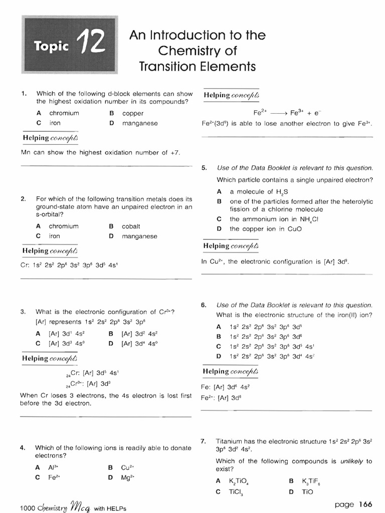 Transition Metals: Oxidation States Explained | PDF | Electron ...