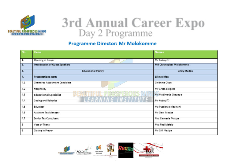 Career Expo Day 2 Programme | PDF