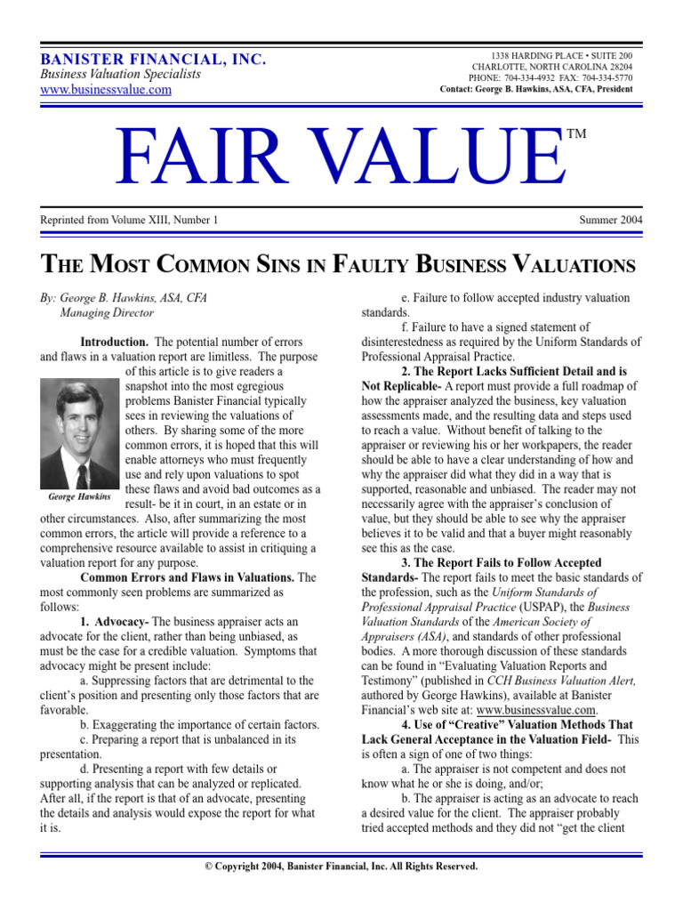 Common Errors in Business Valuations | PDF | Real Estate Appraisal ...