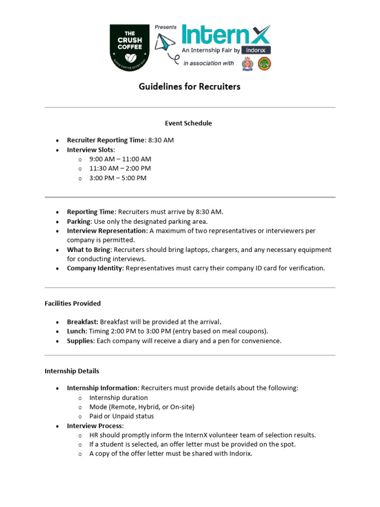 InternX Recruiters Guidelines | PDF | Wi Fi | Recruitment