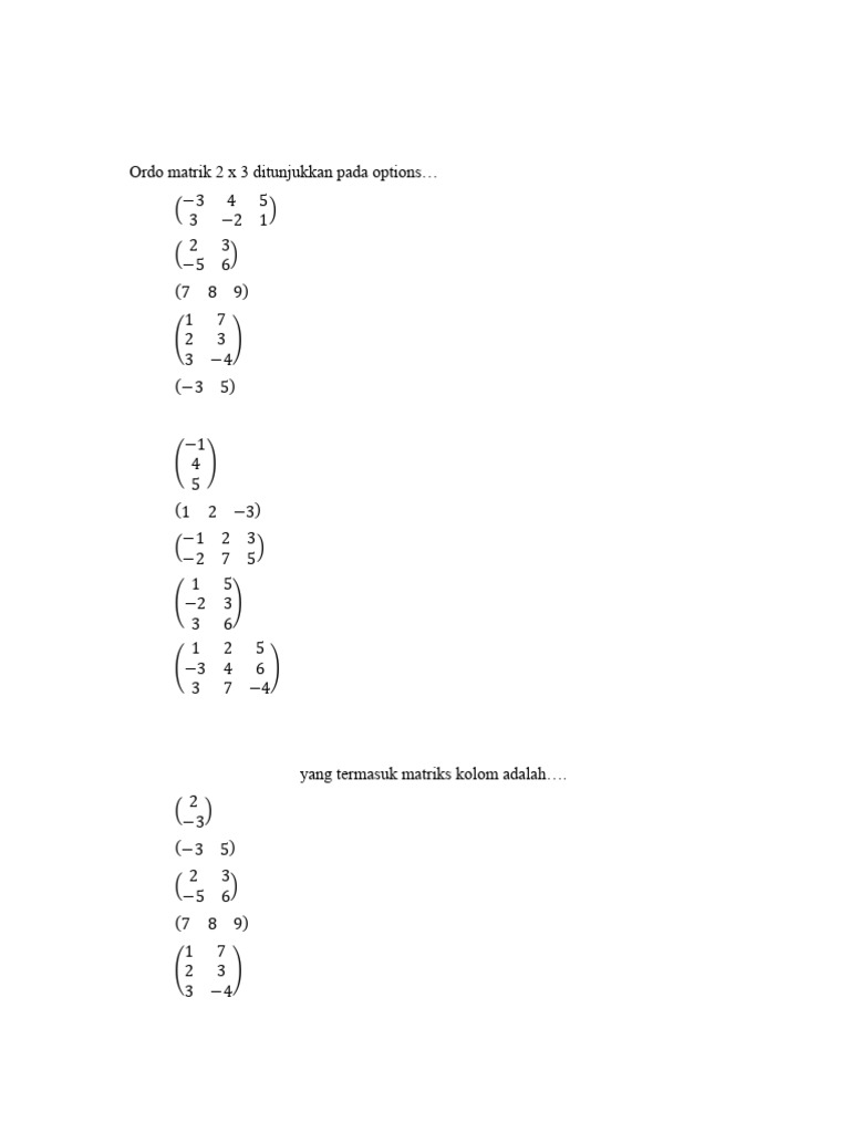 Bank Soal Matriks 1 | PDF
