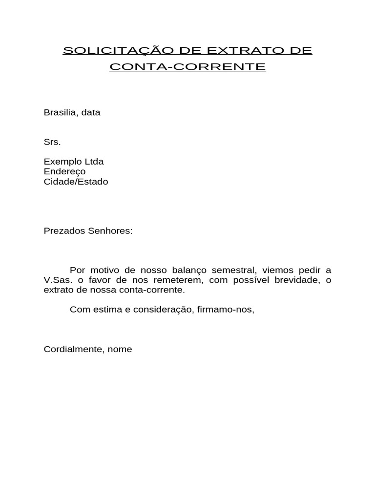 Solicitacao de Extrato de Conta Corrente | PDF