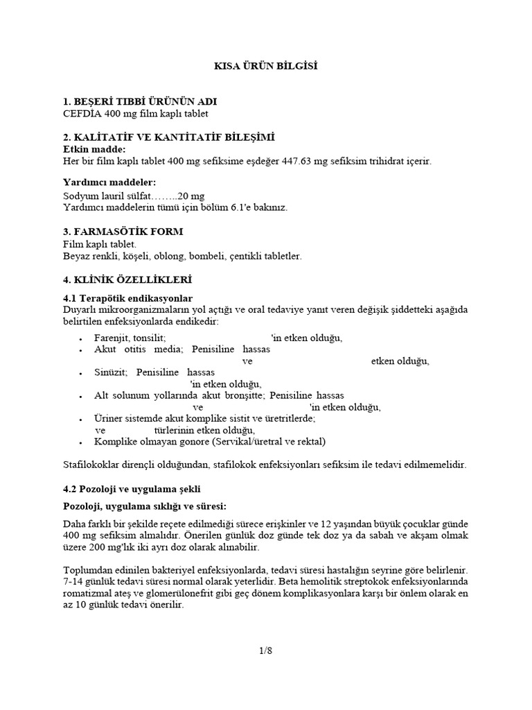 Cefdia 400 MG 5 Film Tablet | PDF