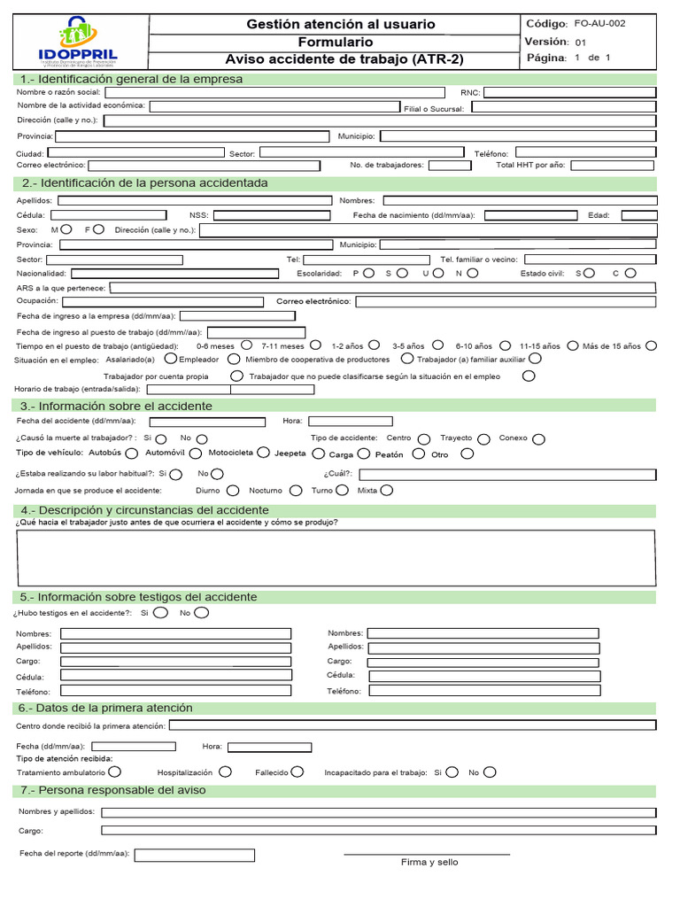 Formulario ATR 2 FO-SC-002-Final | PDF | Business