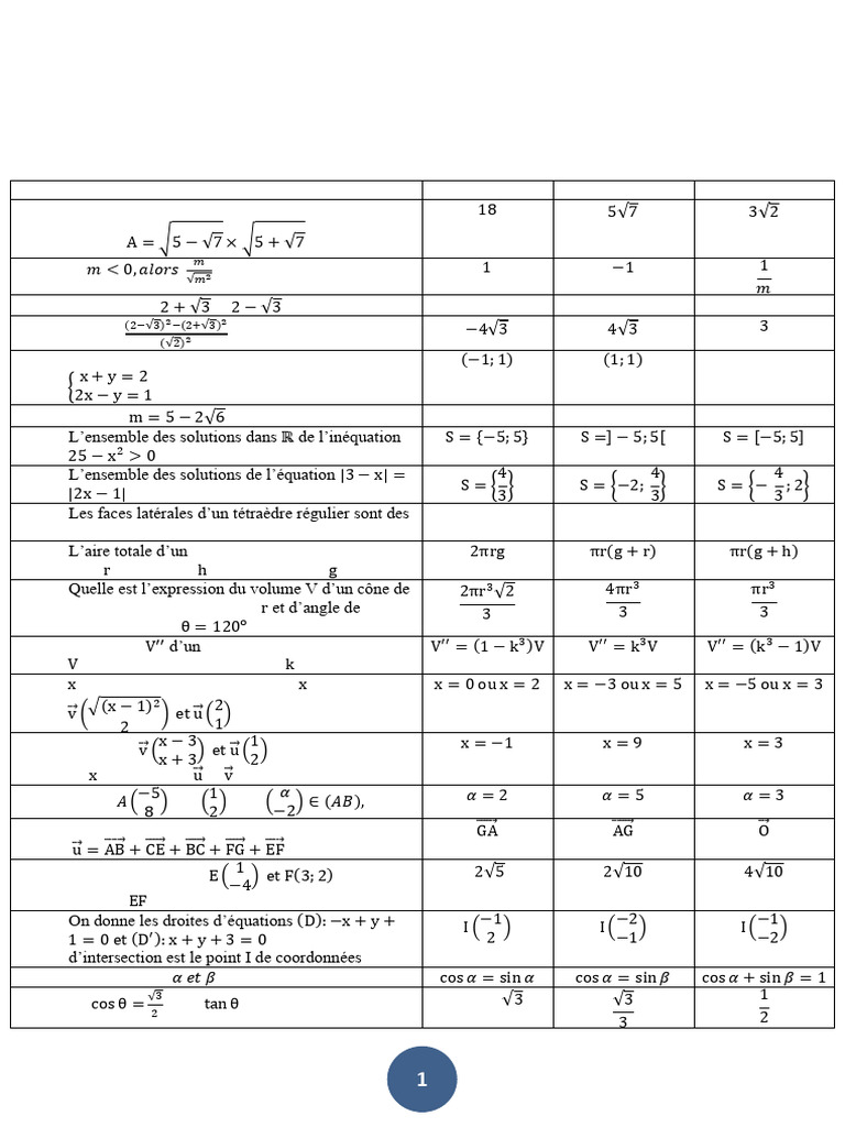 Révisions Mathématiques BFEM 2023-2024 | PDF | Formes géométriques ...