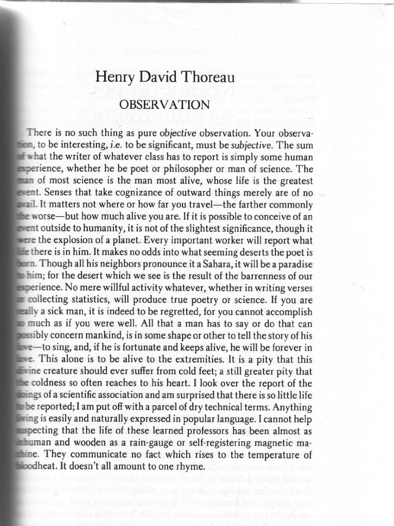 Thoreau on Subjective Observation | PDF