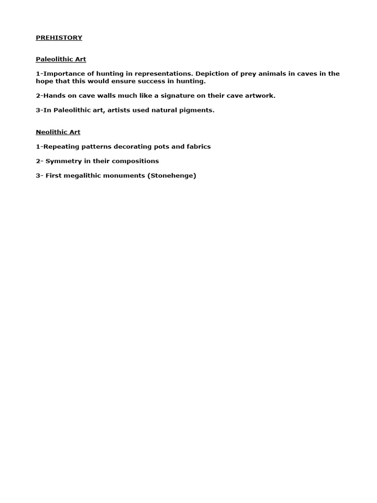 Prehistory Summary | PDF