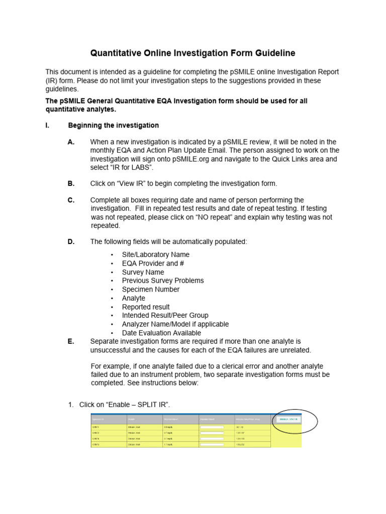EQA 1300-12b Quantitative Online Investigation Form Guidelines - Blank ...