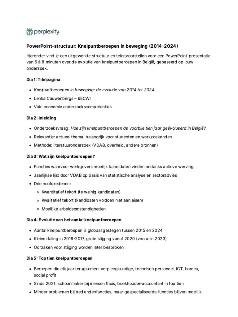 PowerPoint-structuur - Knelpuntberoepen in Beweging | PDF