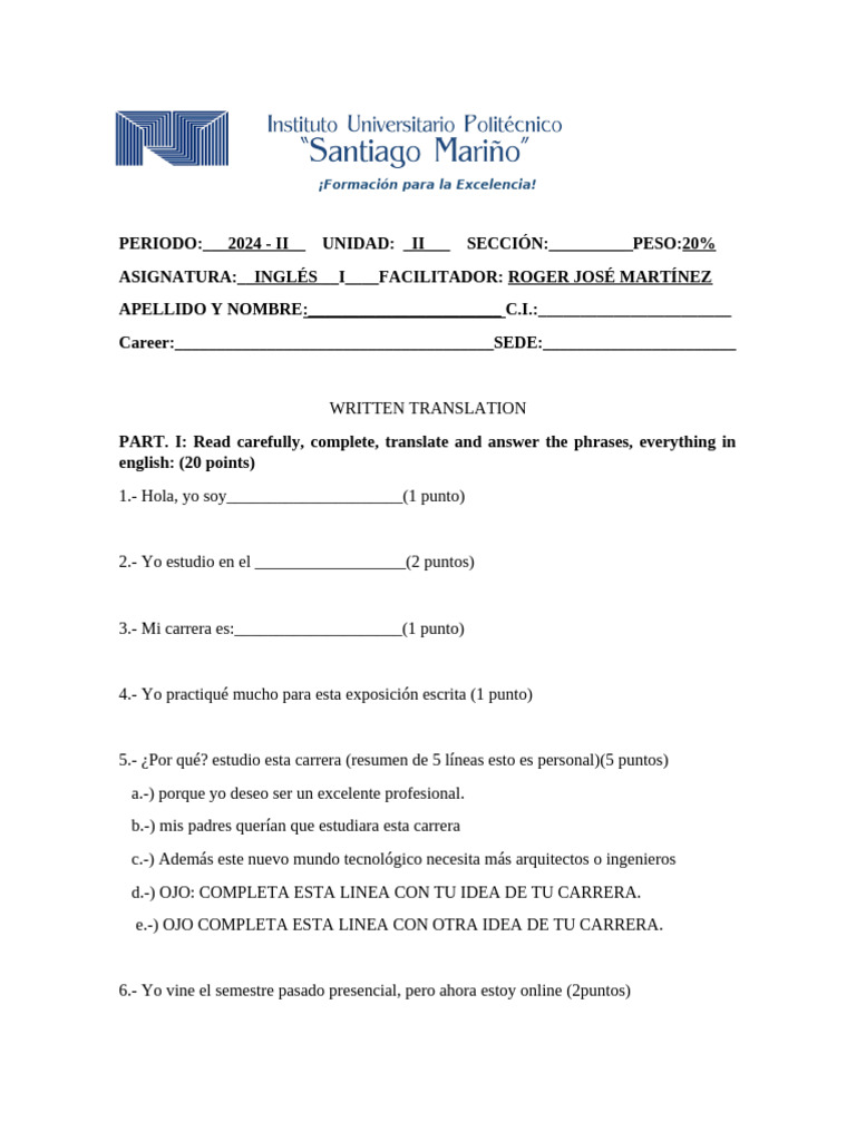 Actividad de Traducción en Inglés 2024 | PDF