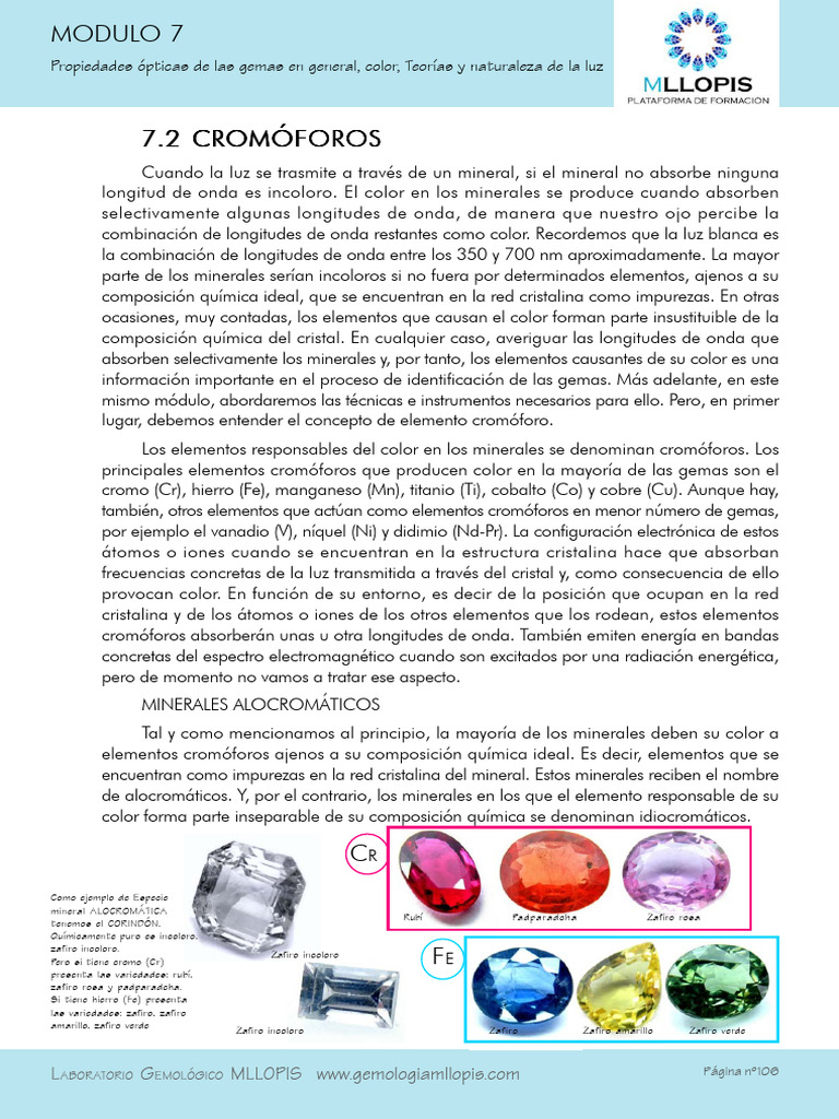 7.2 Cromoforos Minerales Alocromaticos e Idiocromaticos | PDF ...
