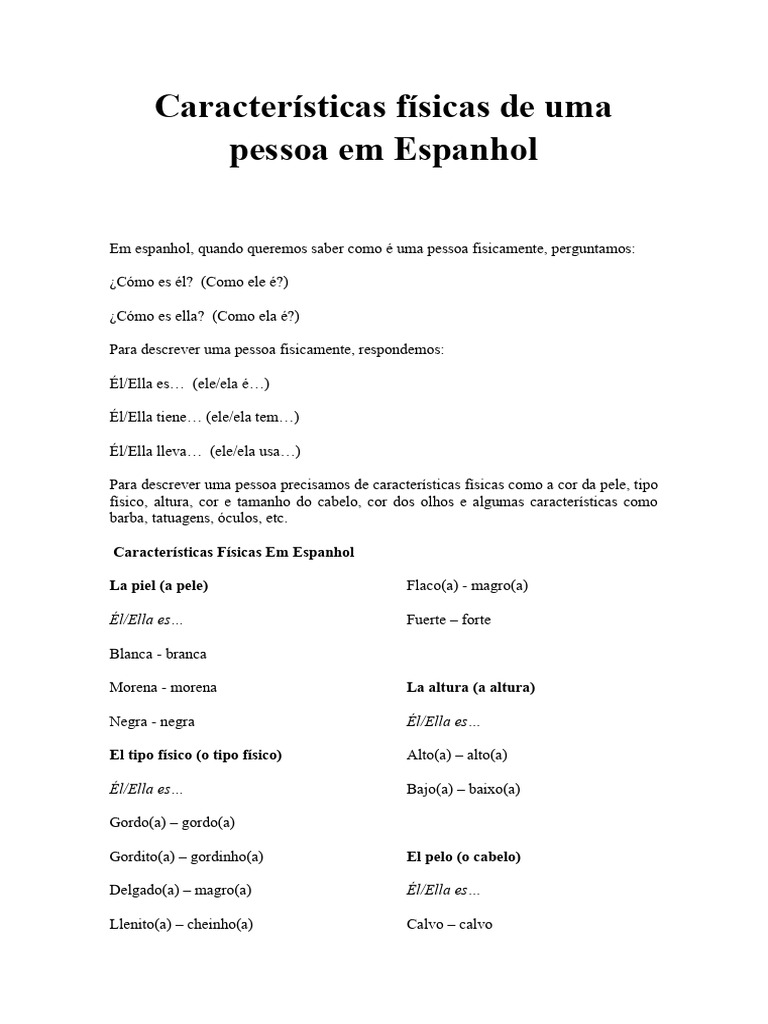 Características físicas en español | PDF