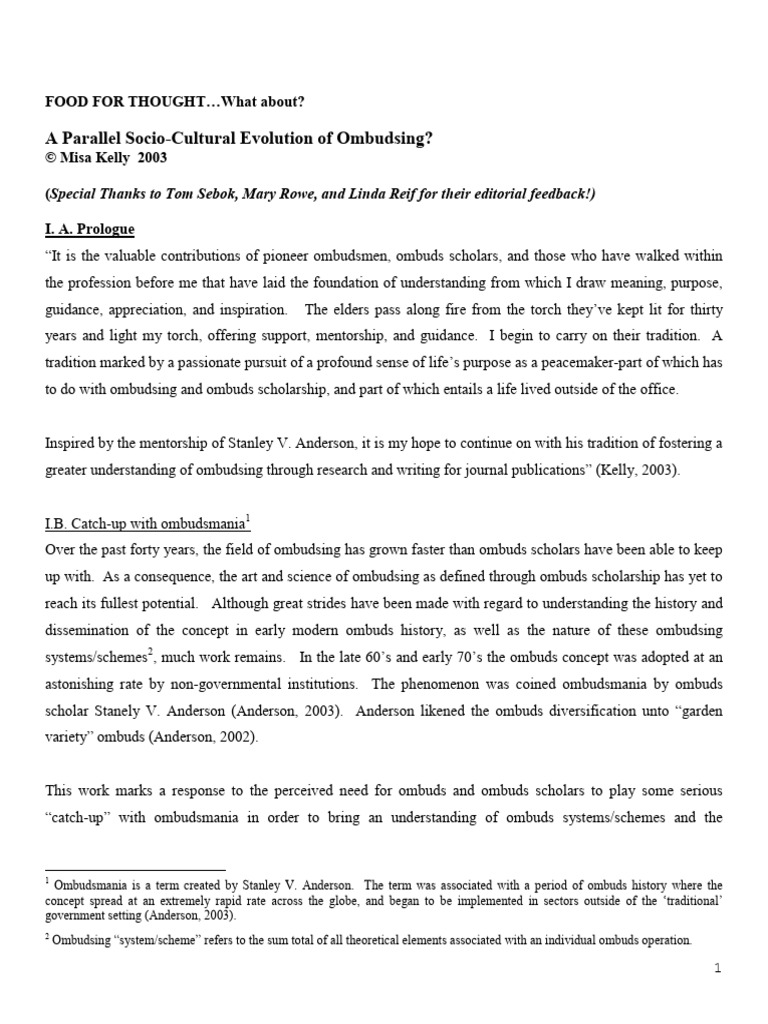 The Parallel Socio Cultural Evolution of Ombudsing | PDF | Morality ...