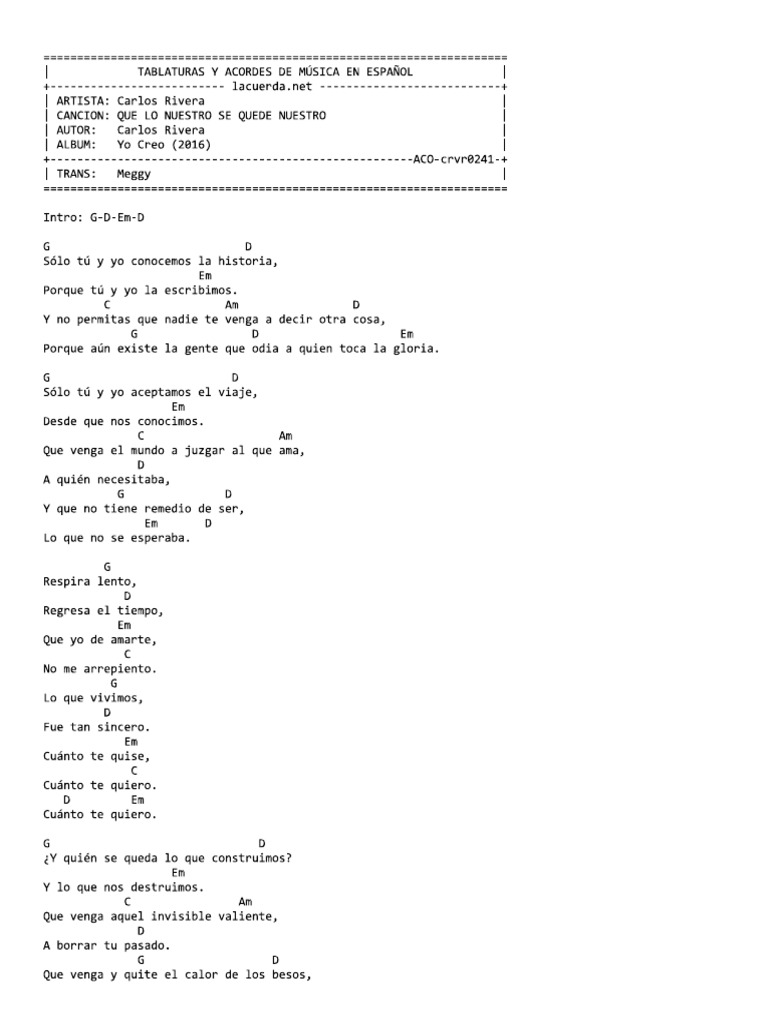 Que Lo Nuestro Se Quede Nuestro | PDF