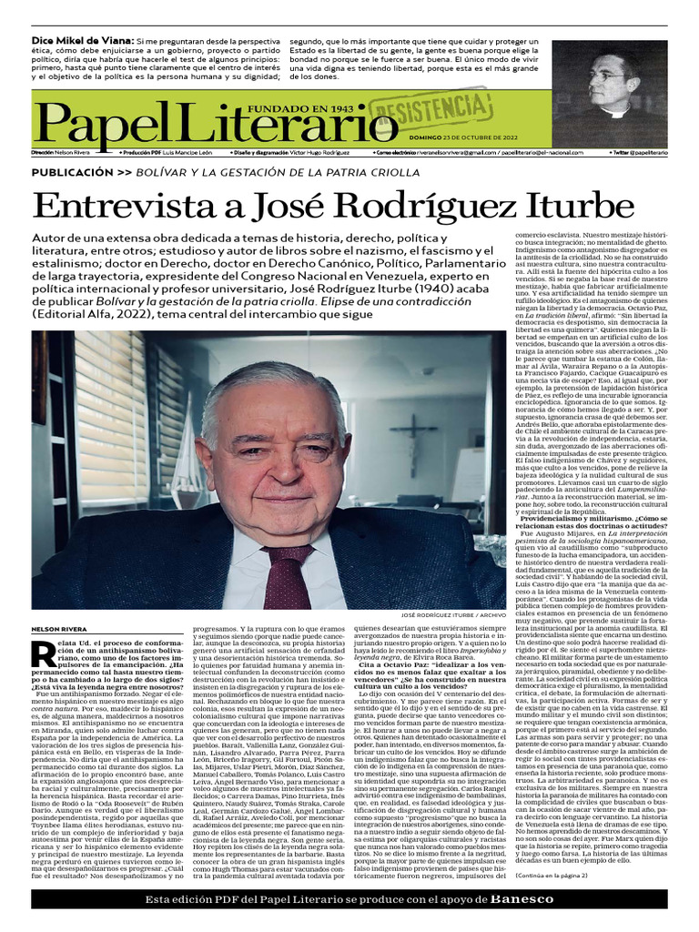 PAPEL LIT - 23-10-22 - Bolívar-Rodríguez Iturbe | PDF | Venezuela | España