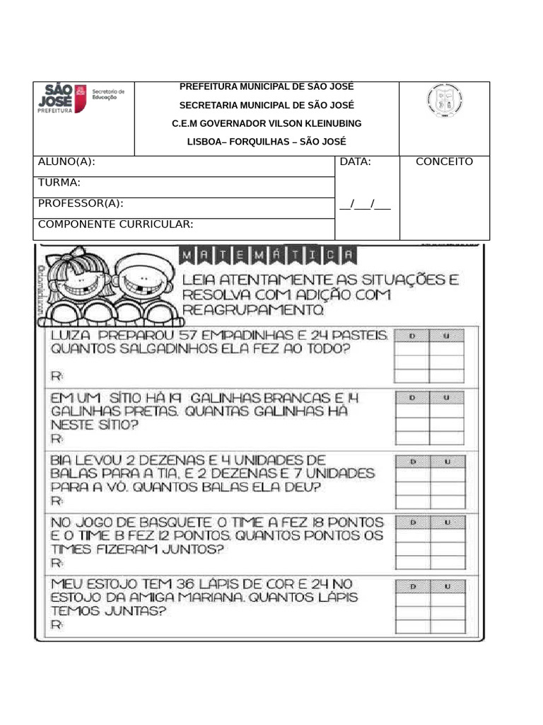 Prova Mat 3 Ano | PDF