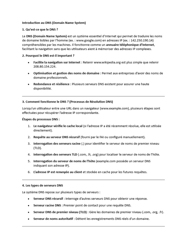 Cours Introduction DNS | PDF | Système de noms de domaines | Cyberespace