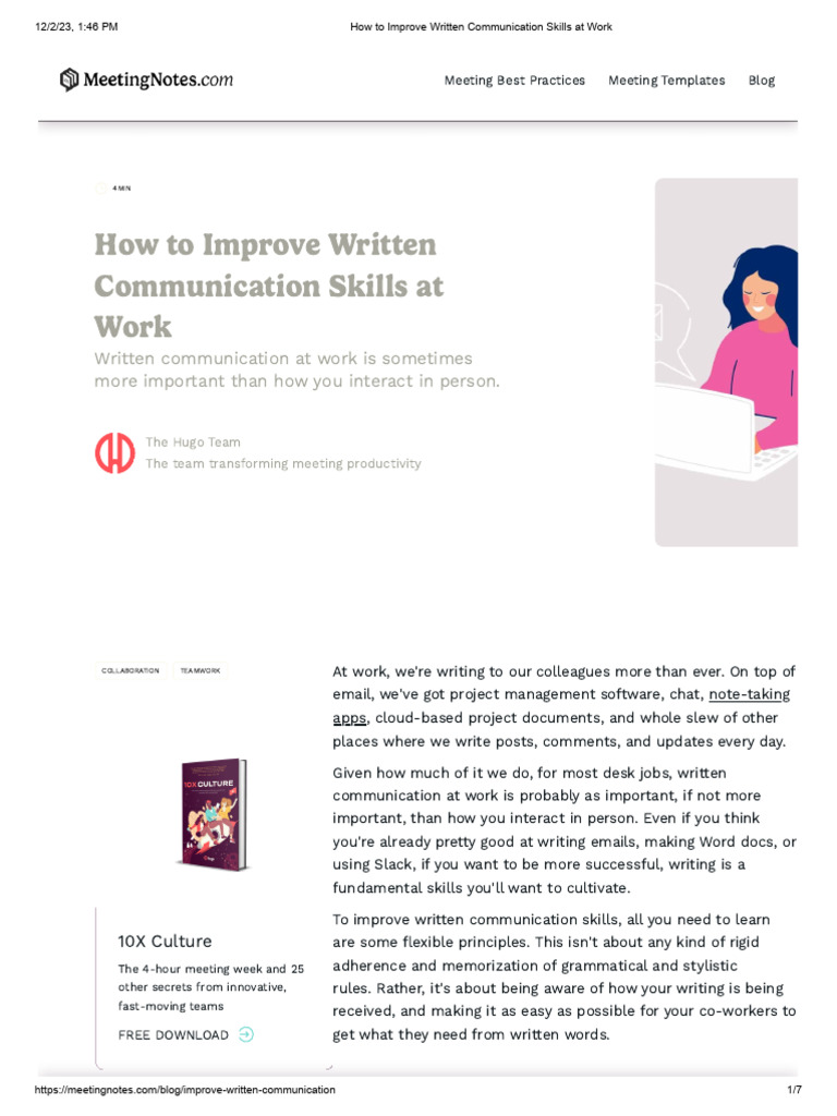How To Improve Written Communication Skills at Work | PDF ...