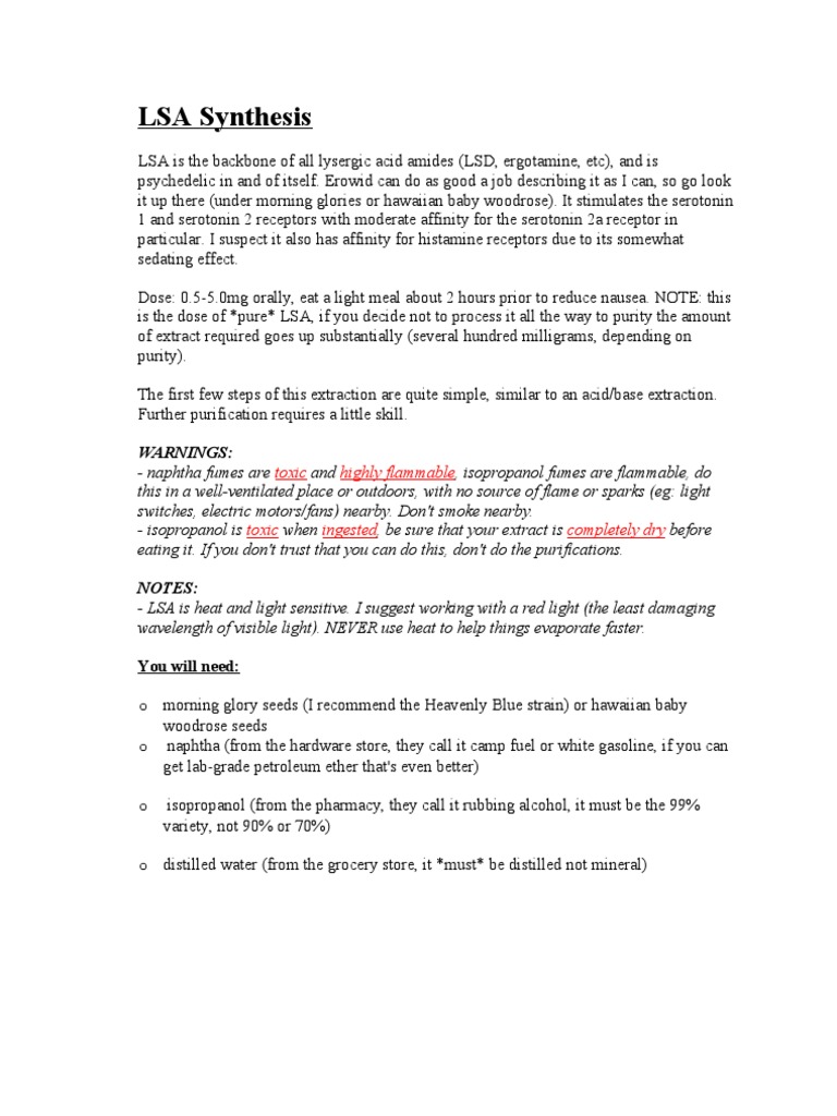 LSA Is The Backbone of All Lysergic Acid Amides | PDF | Lysergic Acid ...