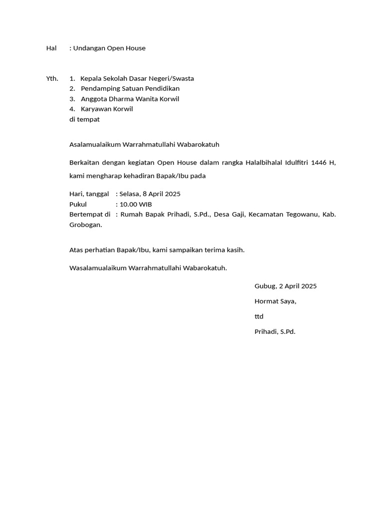Undangan Open House Halalbihalal 2025 | PDF