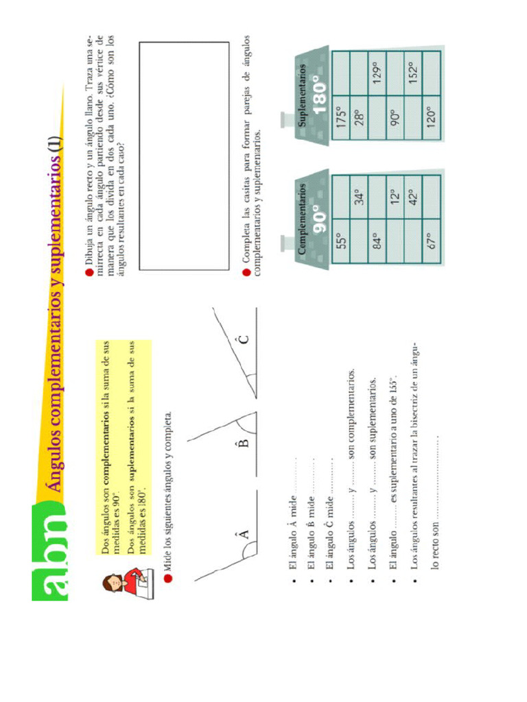 Ficha Complemento y Suplemento de Angulos | PDF