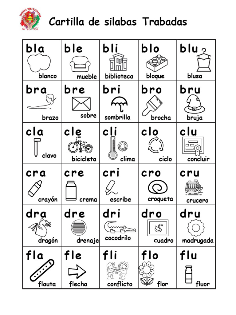 Cartilla de Silabas Trabadas | PDF