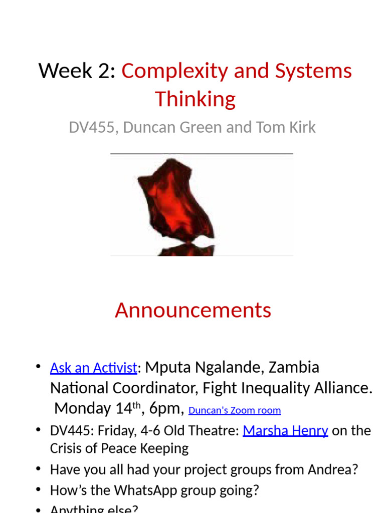 Week 2 - Complexity and Systems Thinking 10.10.24 | PDF