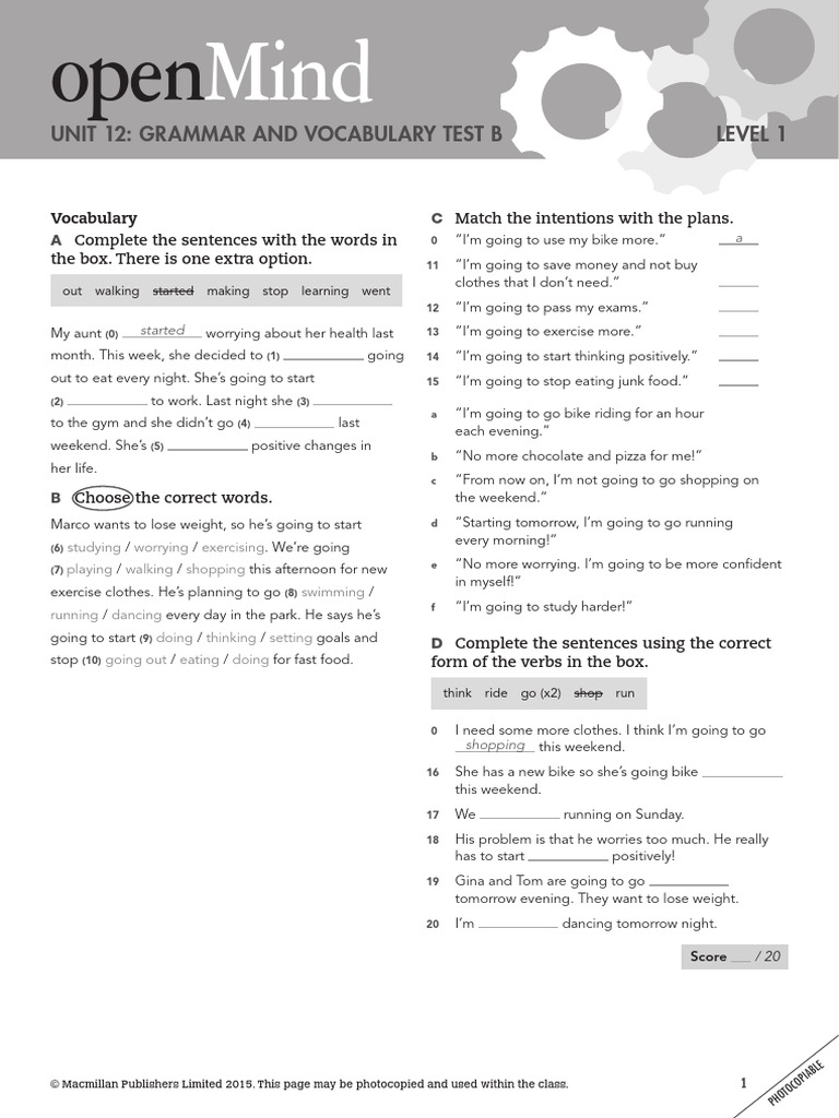 Grammar and Vocabulary Test B | PDF | Linguistics
