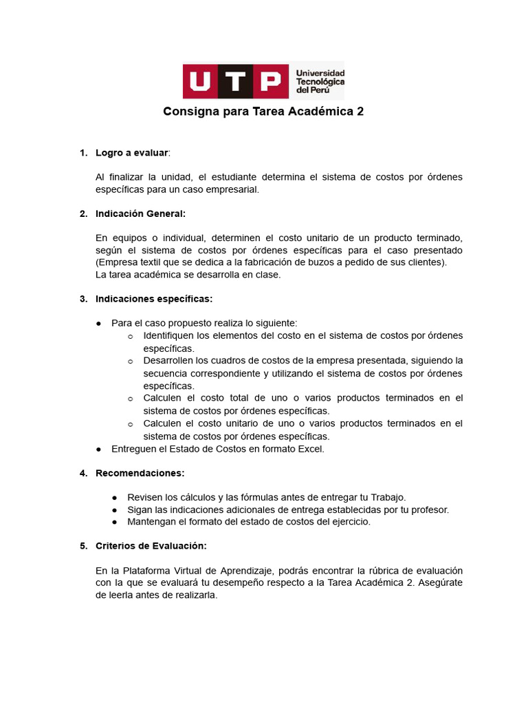 TA2_INDICACIONES Y RÚBRICA_TV52_V2 | PDF