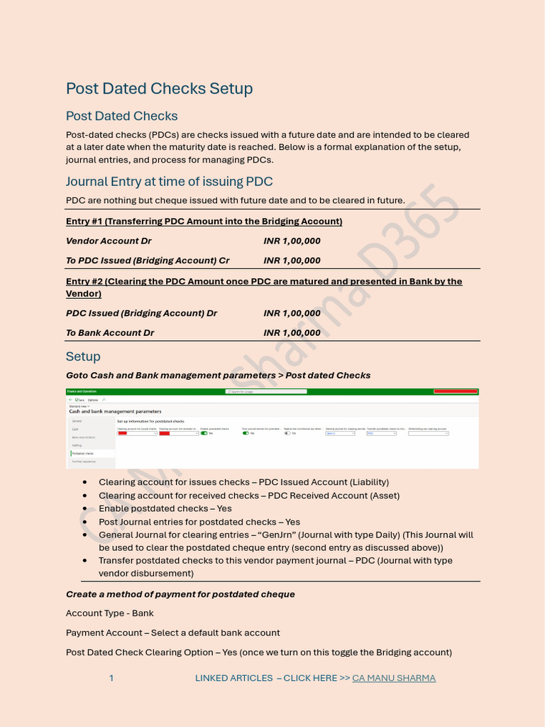 Managing Post Dated Checks in Accounting | PDF | Payments | Banks
