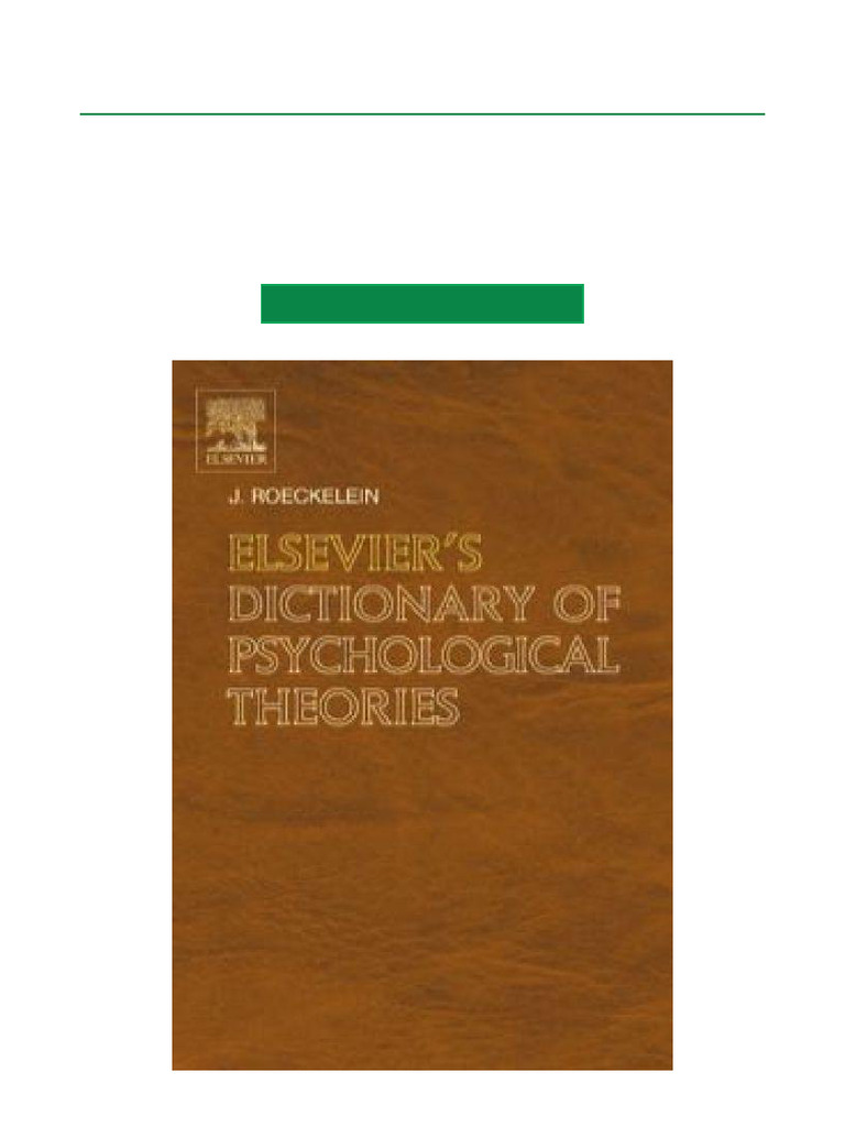 (E-Book PDF) Elsevier's Dictionary of Psychological Theories Complete Volume Download | PDF