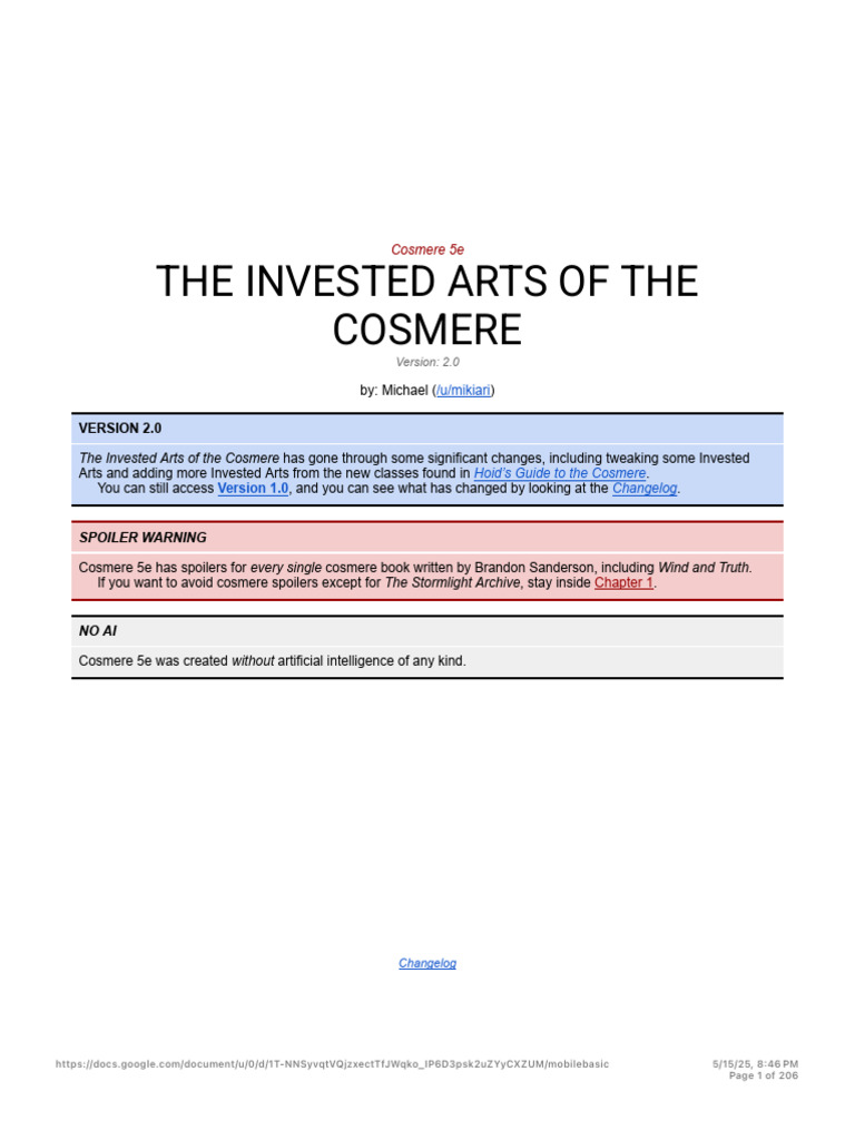 Cosmere 5e - The Invested Arts of The Cosmere (v2.0) | PDF | Adhesion
