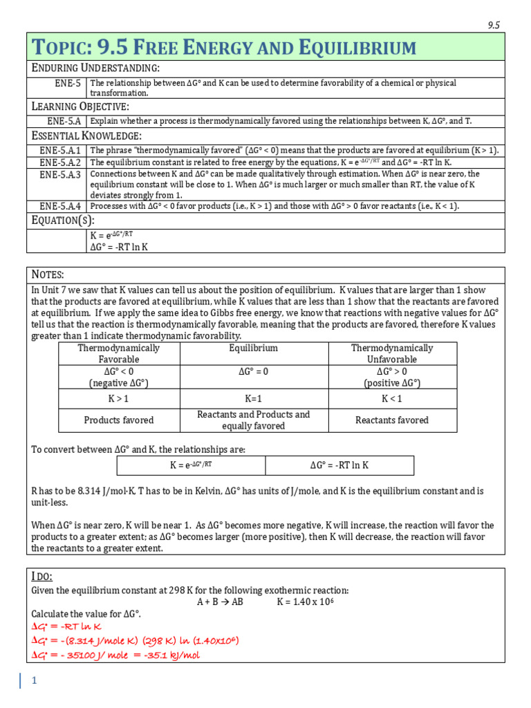 Equilibrium Favorability and Free Energy | PDF | Gibbs Free Energy ...