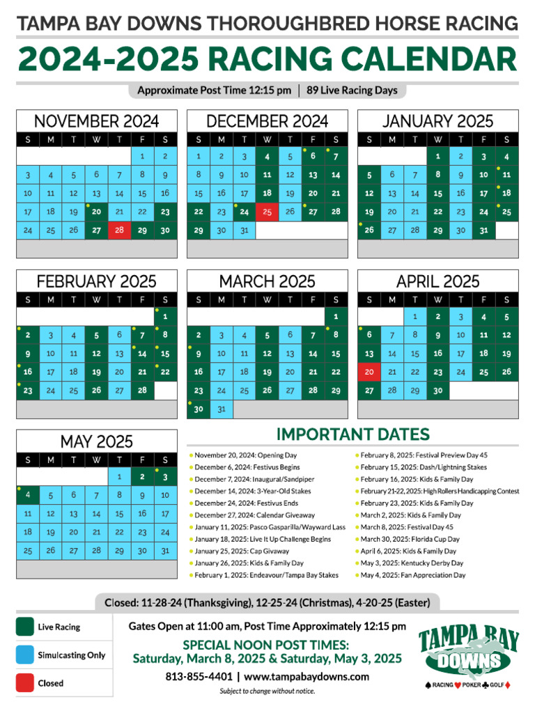 TBD Racing Calendar 2024 25 | PDF