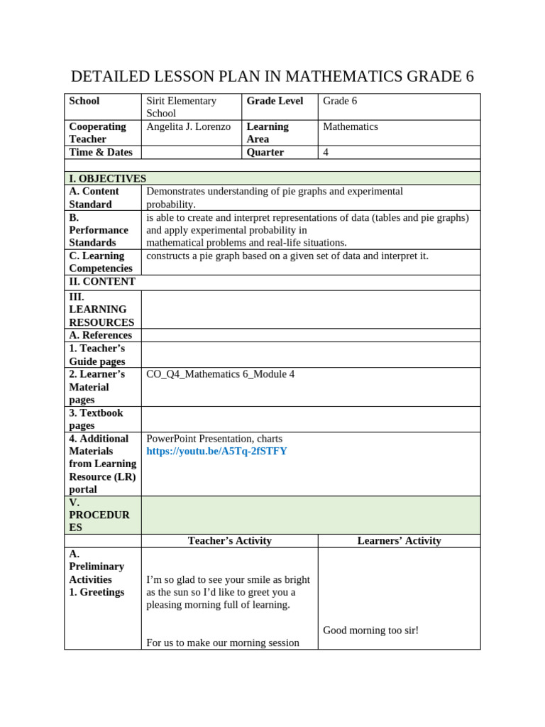 Rex Lesson Plan For Final Demo | PDF
