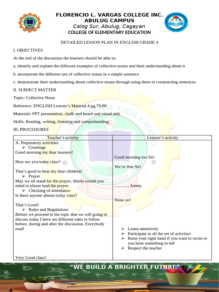 Detailed Lesson Plan in English Grade 4 | PDF | Lesson Plan