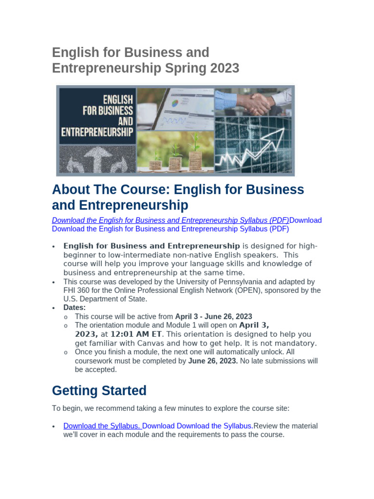 English for Business & Entrepreneurship | PDF | Entrepreneurship ...