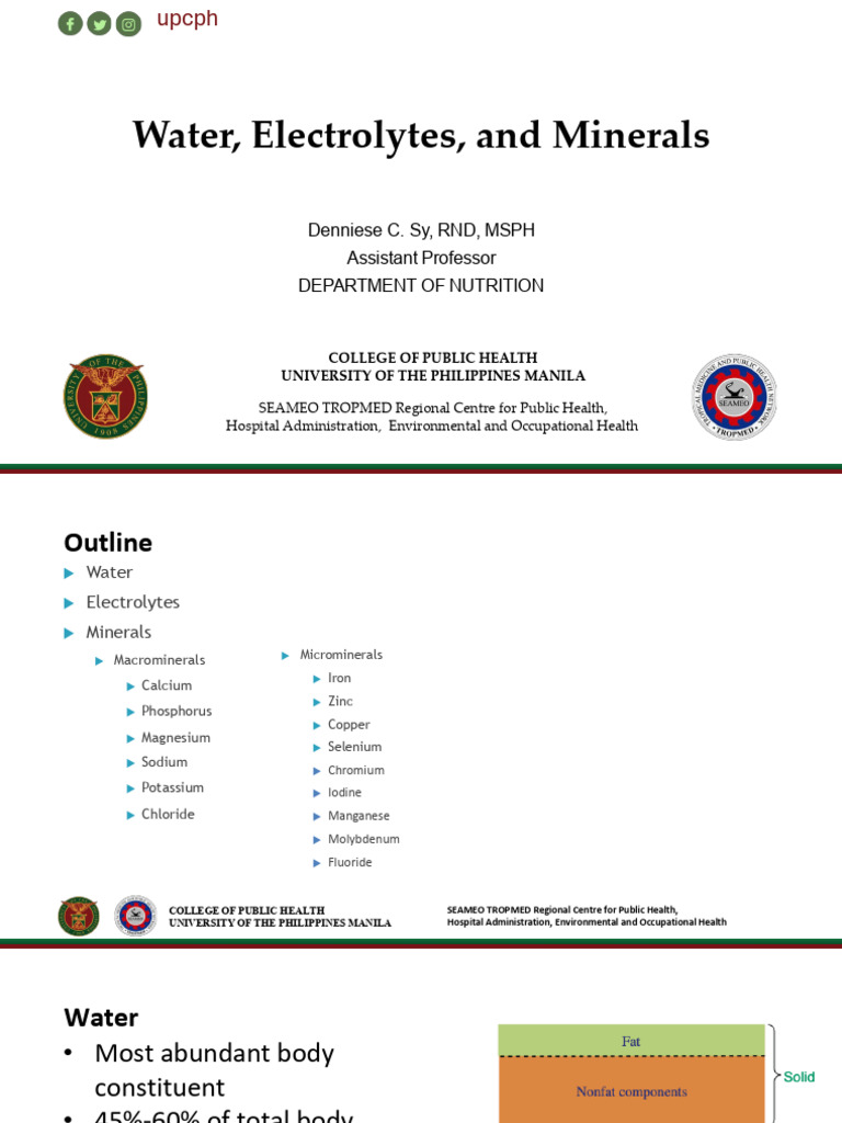 Lec 21. Water, Electrolytes, Minerals | PDF | Calcium In Biology ...