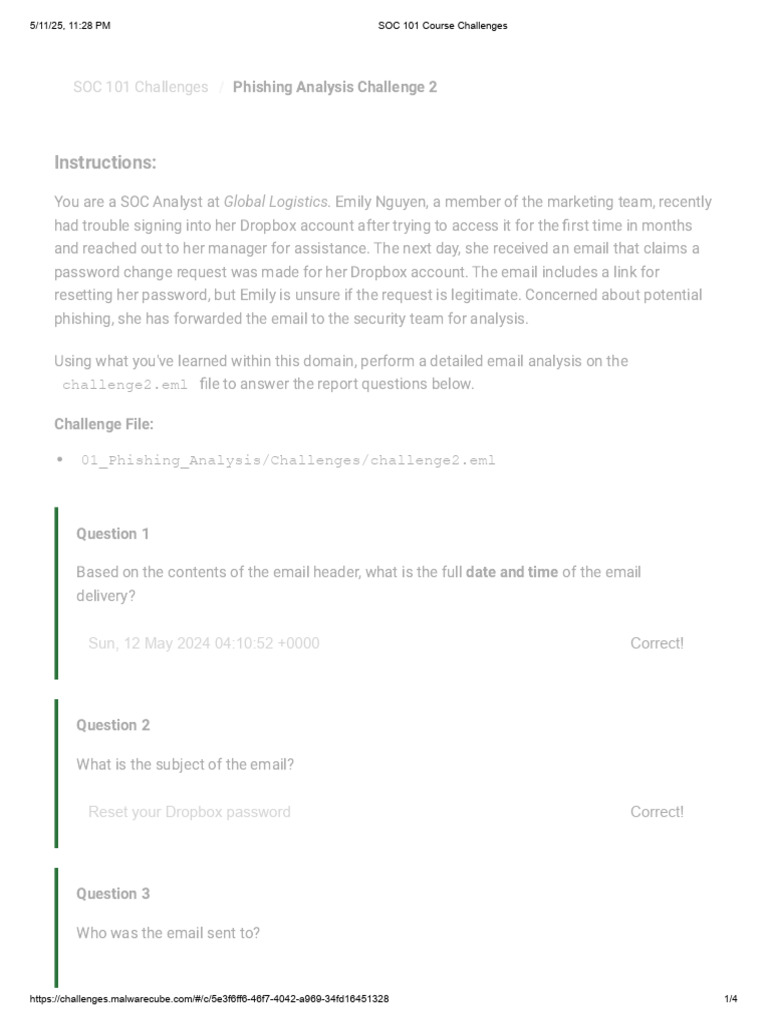 Phishing Analysis for SOC 101 Challenge | PDF | Internet | Cybercrime