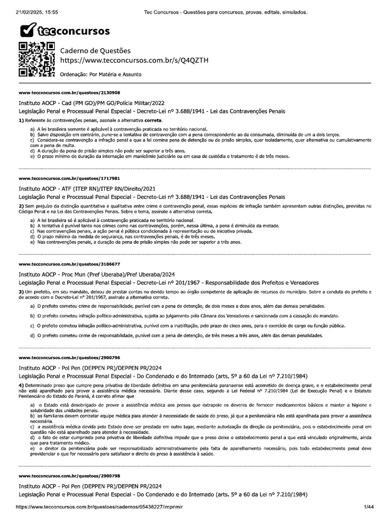 AOCP LPPE - Questões | PDF