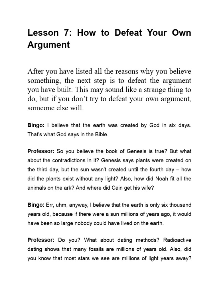 Defeating Your Own Arguments: A Guide | PDF | Creationism | Argument
