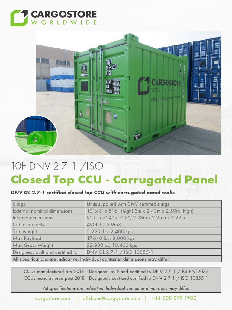 10DO+ +10FT+DNV+ISO+Closed+Top+CCU+ +Corrugated+Panel | PDF