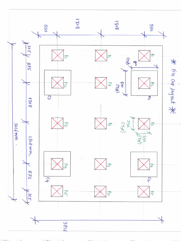 Sketch of Pile Cap & Pile Layout & its RC Details for Cement Silo of ...