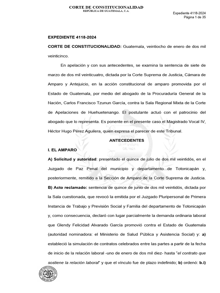 No Prestaciones A Otro Renglon 4118-2024 | PDF | Derecho laboral | Caso de ley