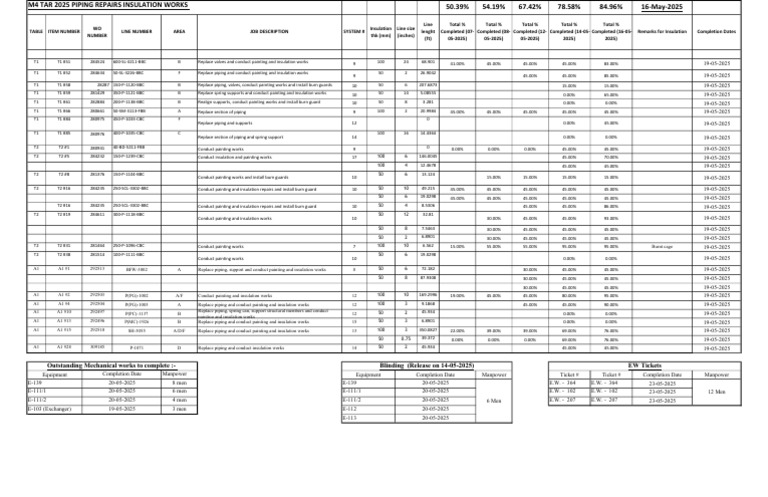 Mechanical Insulation Project Progress | PDF