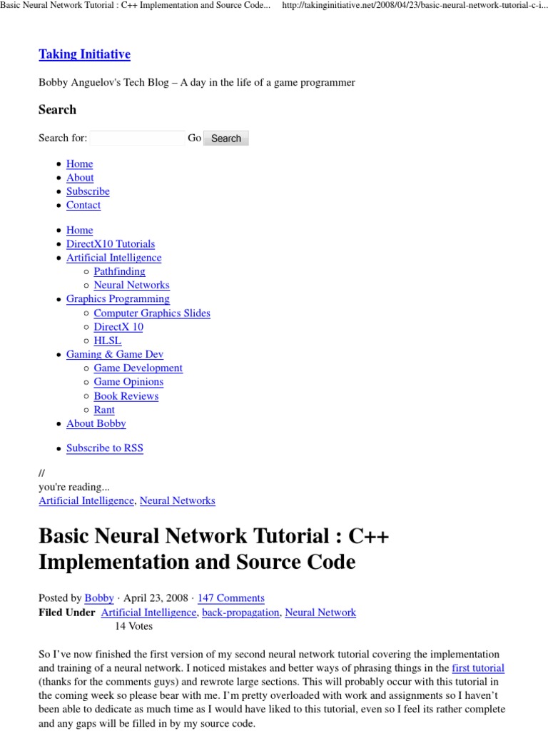 Basic Neural Network Tutorial - C++ Implementation and Source Code ...