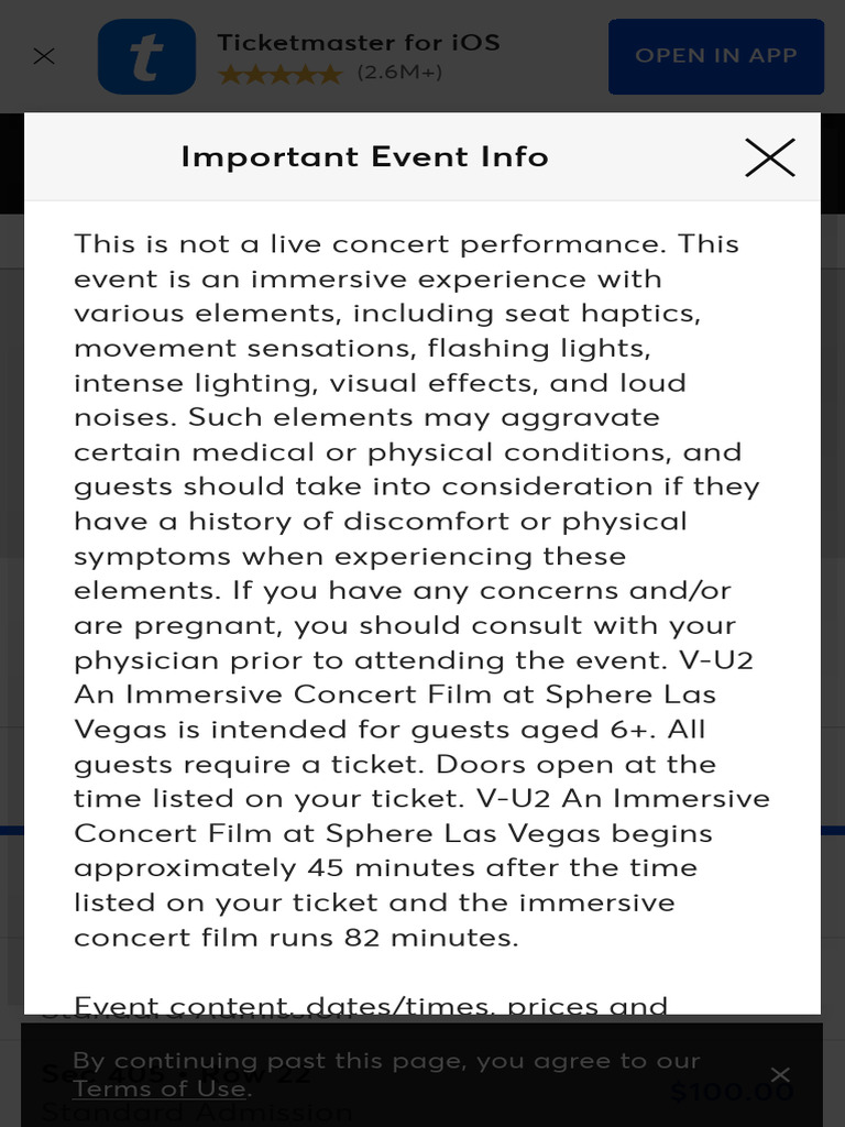 V-U2 An Immersive Concert Film at Sphere Las Vegas Tickets Sep 05, 2024 ...