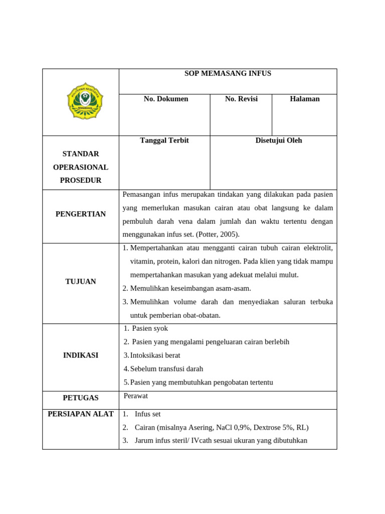 Sop Memasang Infus.. | PDF