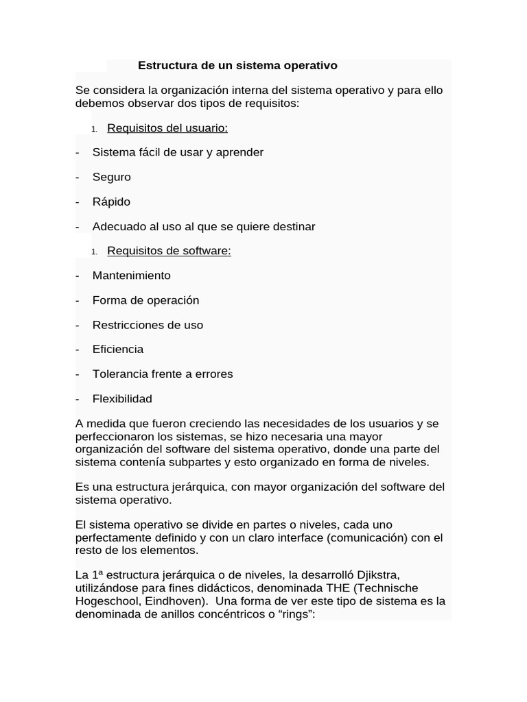 Estructura de Un Sistema Operativo | PDF | Sistema operativo | Kernel (sistema operativo)